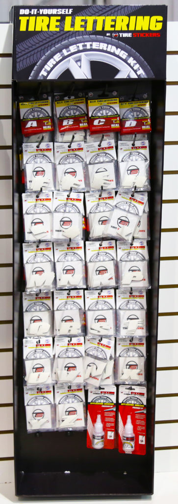 Retail Wing Panel Tire Lettering Display | TIRE STICKERS