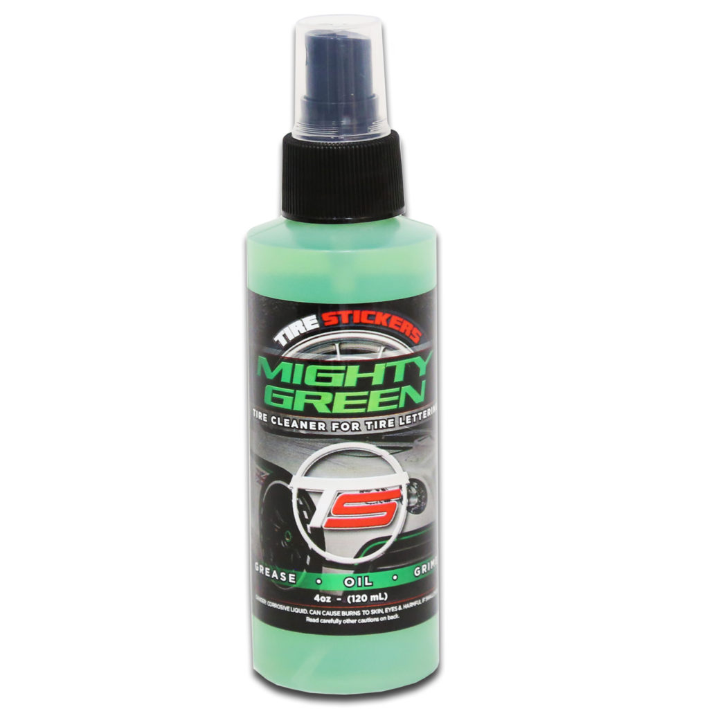 Mighty Green Tire Cleaner & De-Greaser | TIRE STICKERS